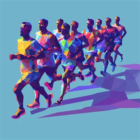 Premium Vector Rungroupofrunningpeoplelowpolyvector