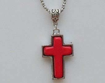 Cross With Red Stone Etsy