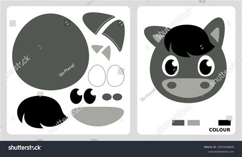 Donkey Pattern Felt Applique Patchwork Paper Stock Vector Royalty Free