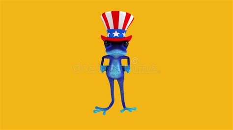Fun 3d Cartoon Frog With An Uncle Sam Hat Stock Video Video Of
