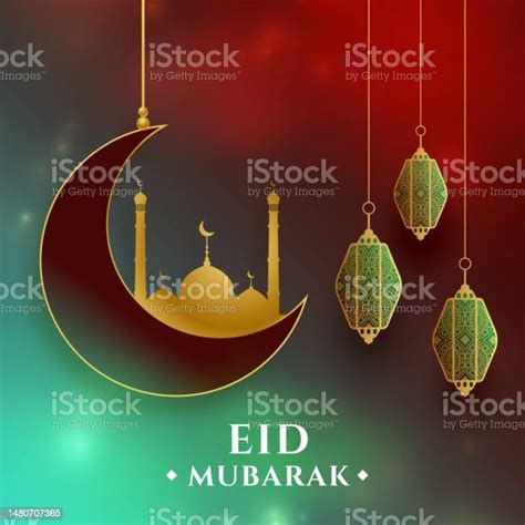 Eid Mubarak ปรารถนาพื้นหลังด้วยงานศิลปะอิสลามที่สวยงาม ภาพประกอบสต็อก