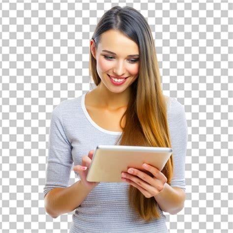 Premium Psd Girl Playing With A Tablet