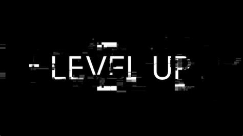 3d Rendering Level Up Text With Screen Effects Of Technological Glitches Premium Photo