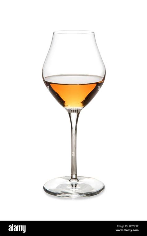 Amber Sweet Wine Or Italian Wine Passito In Glass Isolated On White