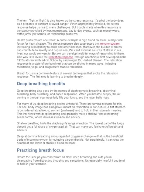 Benefits Of Relaxation Pdf Breathing Relaxation Psychology