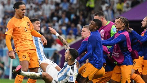 Watch Van Dijk Flattens Him Argentina Star Paredes Nearly Starts A