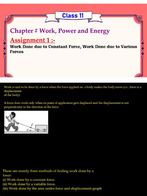 Notes And Assignment Work Done Due To Constant Force Pdf