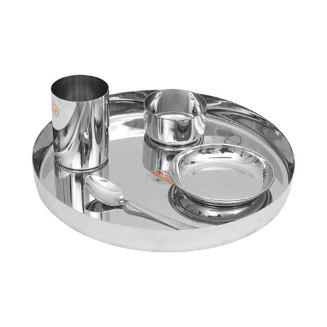 Order Vinod Stainless Steel Traditional Thali Set With Halwa Plate 5 Pcs
