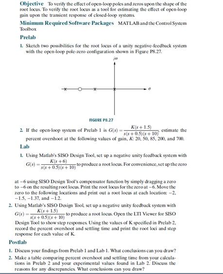 Solved Objective To Verify The Effect Of Open Loop Poles And