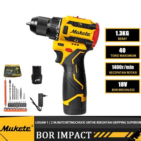 Jual 10mm Brushless 18v Bor Baterai Bor Cordless Mesin Bor Baterai