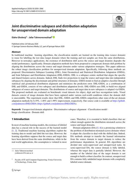 Joint Discriminative Subspace And Distribution Adaptation For Unsupervised Domain Adaptation