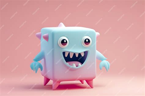Premium Photo Cute Cube Monster Character For Animated Design And On