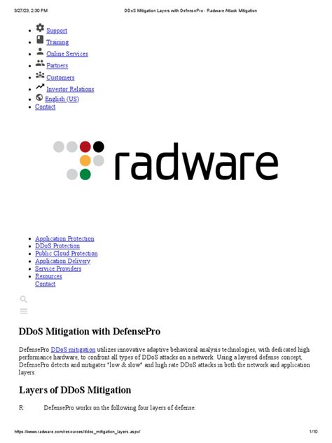 10 Ddos Mitigation Layers With Defensepro Radware Attack Mitigation Pdf Denial Of Service