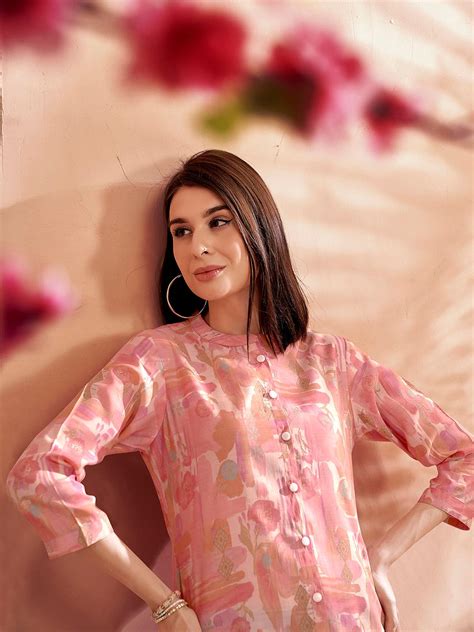Buy Anouk Floral Printed Band Collar Straight Kurti Kurtis For Women