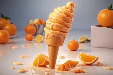 Delicious Orange Ice Cream Pop Stickles Premium Ai Generated Image