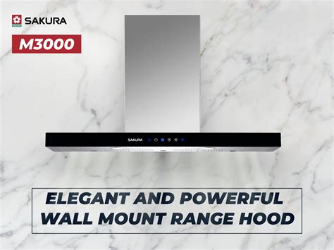 Elegant And Powerful Wall Mount Range Hood M3000 Sakura Usa