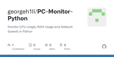 Github Georgeh1ll Pc Monitor Python Monitor Cpu Usage Ram Usage And
