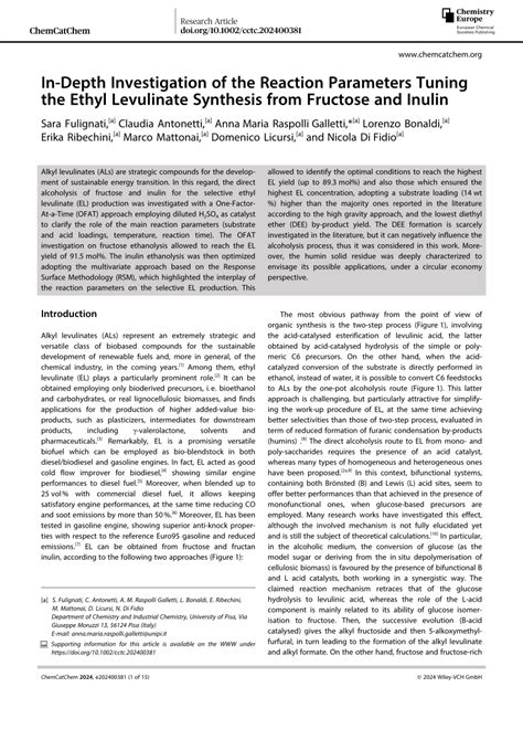 In‐depth Investigation Of The Reaction Parameters Tuning The Ethyl