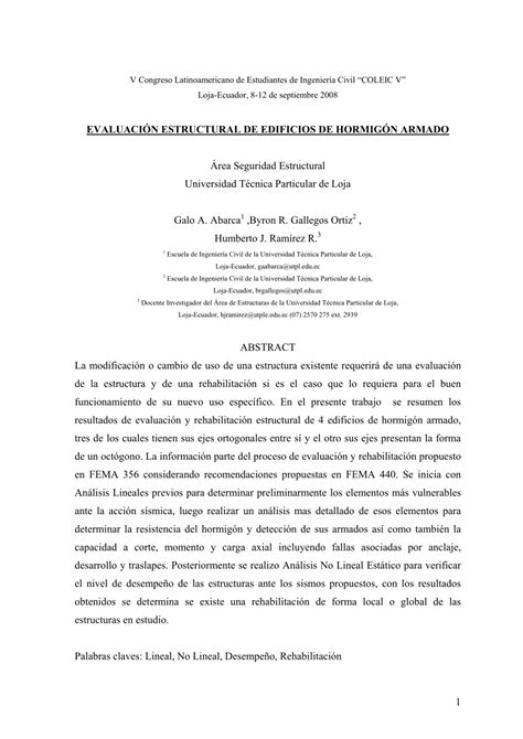 Pdf EvaluaciÓn Estructural De Edificios De HormigÓn Armado