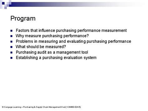 Planning 14 Purchasing Performance Measurement Cengage Learning Purchasing