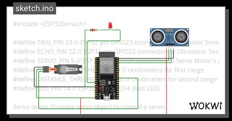 Ultrasonicsensorledservo Wokwi Esp32 Stm32 Arduino Simulator