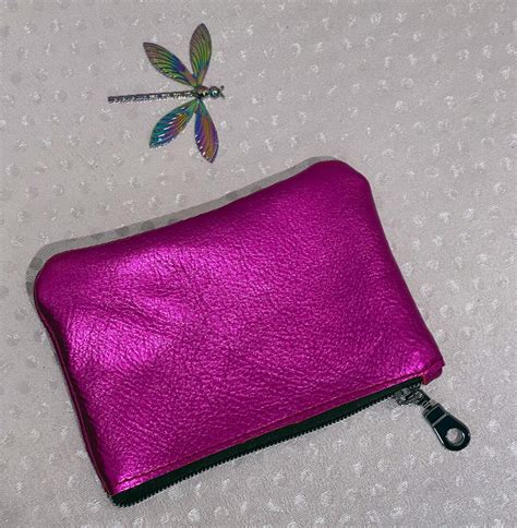 Fuchsia Pink Metallic Coin Purse Leather T Idea Leather Purse