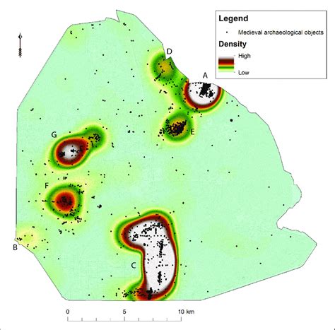 Density Map Of Medieval Archaeological Objects That Were Found In The