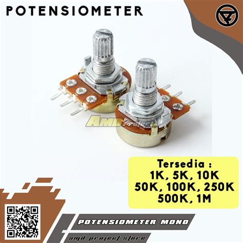 Jual Potensiometer Mono Potensio Meter Linear 1k 5k 10k 20k 50k 100k 250k 500k 1m Ohm Variable
