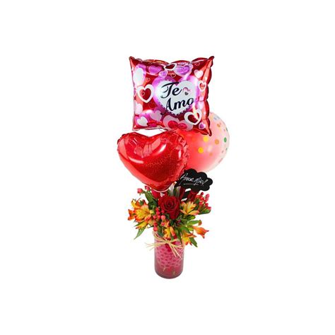 Sorpresa De Amor Arreglo Floral Con Globo Te Amo Rosas Rojo Y