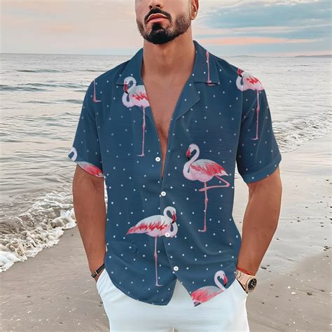 Flamingo Print Short Sleeve Shirt Helloice Apparel