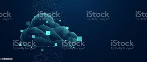 Low Polygonal Wireframe Style Cloud Data Computing Technology Cloud