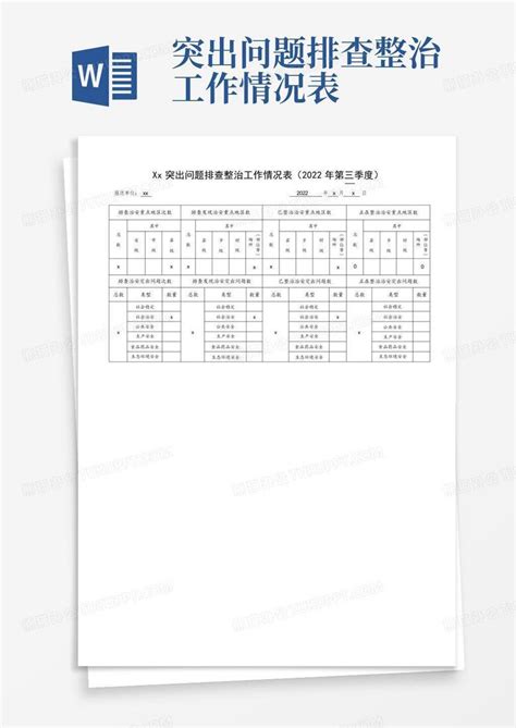 突出问题排查整治工作情况表 Word模板下载编号qknjdnyn熊猫办公