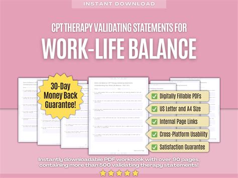 Work Life Balance Cpt Validating Statements Workbook Karlstein Publishing