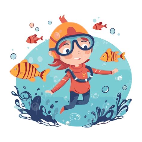 수영과 다이빙 벡터 물 속에서 산호와 물고기와 스티커 클립 아트 만화 소녀 상표 클립 아트 Png 일러스트 및 벡터 에 대한 무료 다운로드 Pngtree