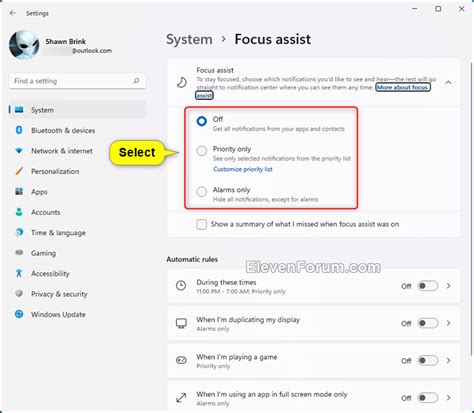 Turn On Or Off Focus Assist In Windows 11 Windows 11 Forum