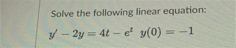 Solved Solve The Following Linear