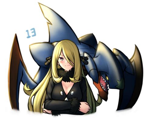 Cynthia Garchomp And Mega Garchomp Pokemon And More Drawn By