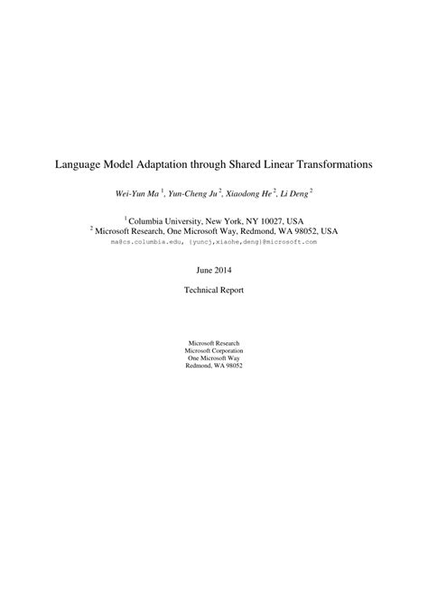 pdf language model adaptation through shared linear transformations