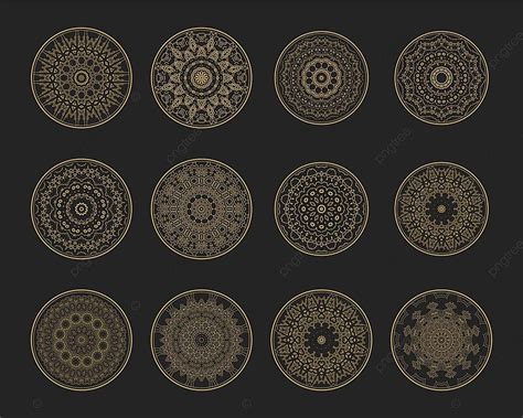 Ethnic Round Fractal Patterns With Weave Outline Illustration Card