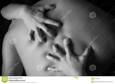 Woman Is Scratching A Mans Back Stock Image Image Of Discomfort Caucasian