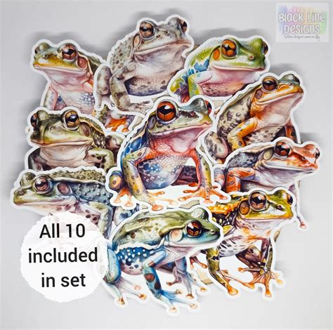 Realistic Tree Frog Stickers Watercolour Amphibian Glossy Embellishments For Scrapbooks