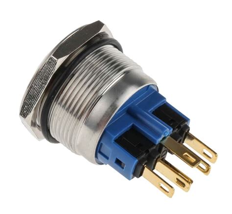 RS PRO RS PRO Illuminated Push Button Switch Momentary Panel Mount 22mm Cutout SPDT Blue