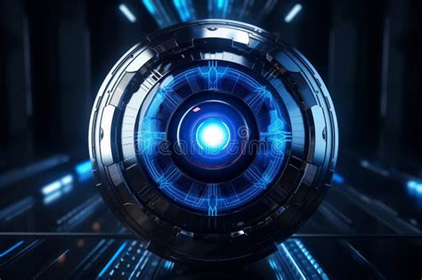 Cybernetic Vision Hacker Or Ai Robot Eye In Dark Tech Space Cyborg