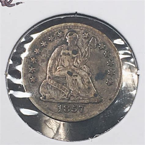 1857 Silver Seated Liberty Half Dimeliberty Fully Visible Property Room