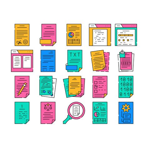 Document Business File Office Icons Set 49817203 Vector Art At Vecteezy