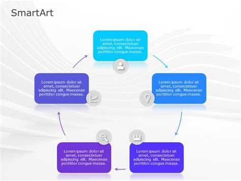 Smartart Cycle Overlapping 5 Steps