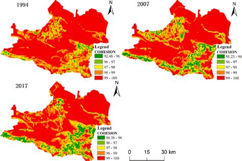 The Spatio Temporal Evolution Of Cohesion In Jinghe County From 1994 To Download Scientific