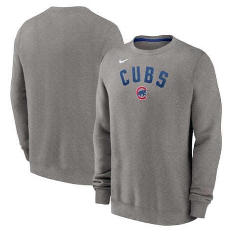 Chicago Cubs Nike Classic Twill Crew Sweatshirt Grey Wrigleyville Sports