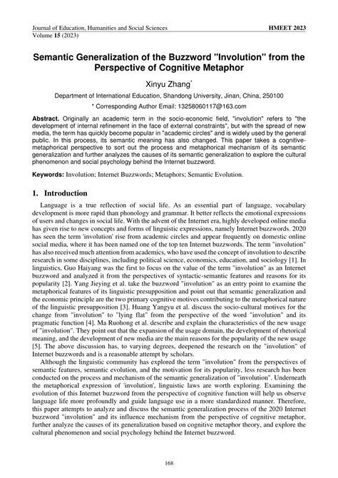 Pdf Semantic Generalization Of The Buzzword Involution From The Perspective Of Cognitive