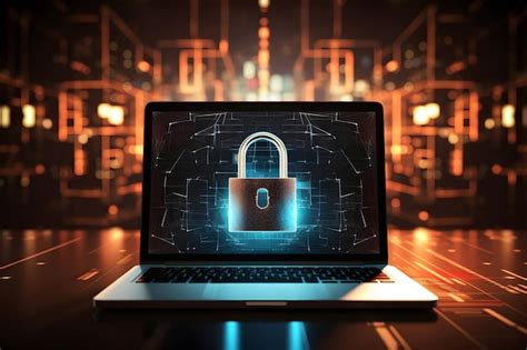 Premium Ai Image Secure Screen Large Padlock Illustration On Computer Ai Generated Art